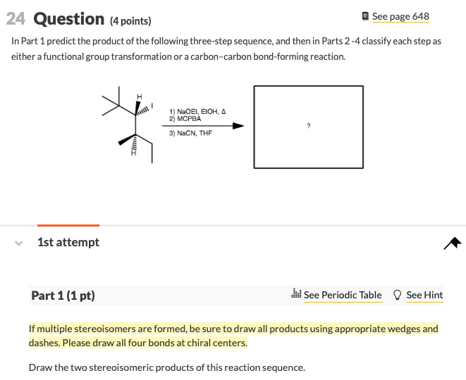 Solved 24 Question (4points) In Part 1 predict the product | Chegg.com