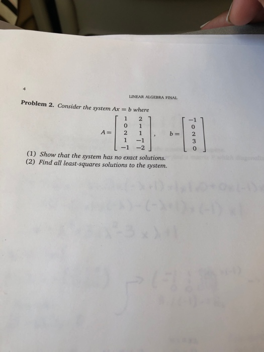 Solved LINEAR ALGEBRA FINAL Problem 2. Consider the system | Chegg.com