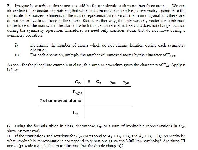 Solved A. Given the H2O molecule of C2v symmetry in the | Chegg.com