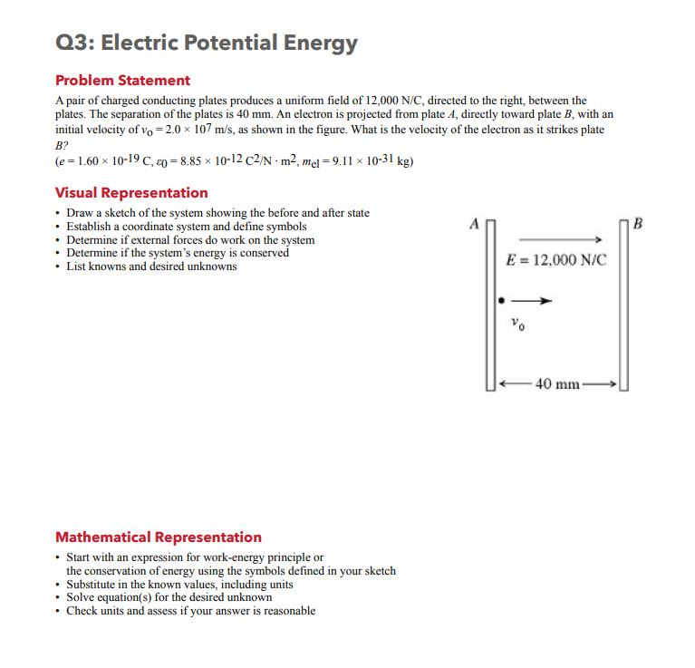 Solved Q3: Electric Potential Energy Problem Statement A | Chegg.com