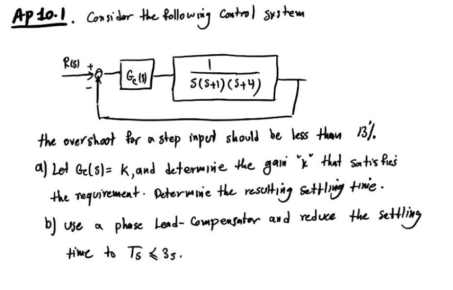 Solved Ap 101 Consider The Following Control System The 