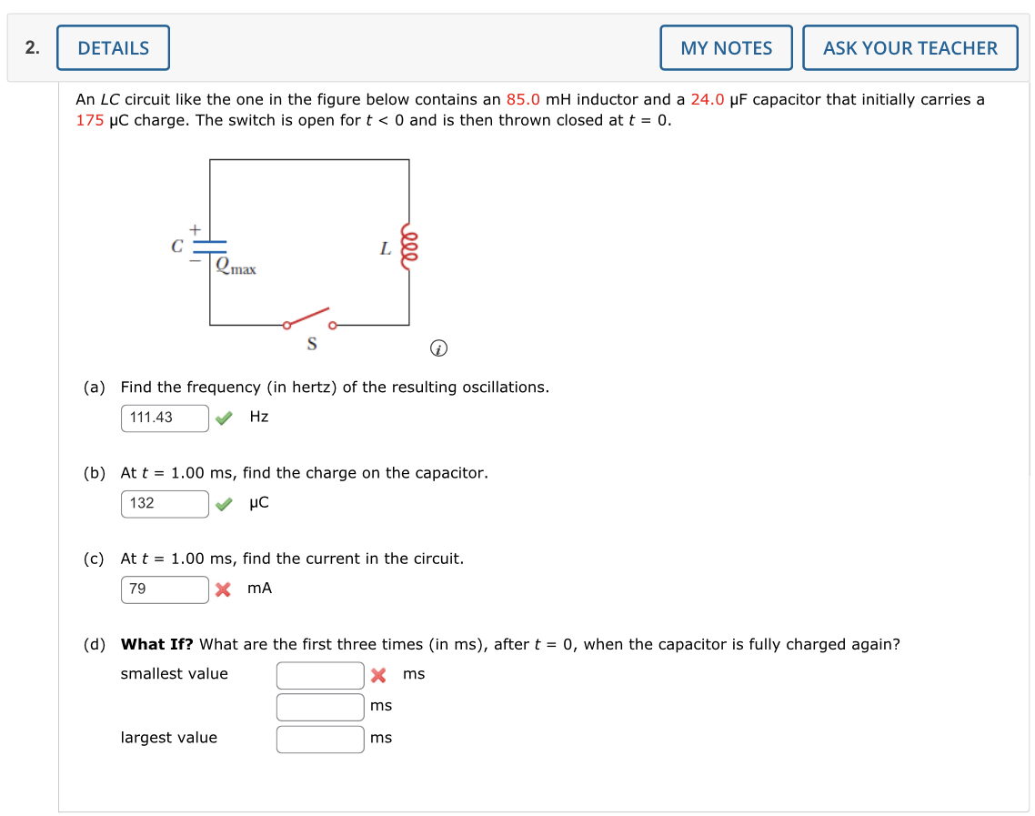 Solved An LC circuit like the one in the figure below | Chegg.com