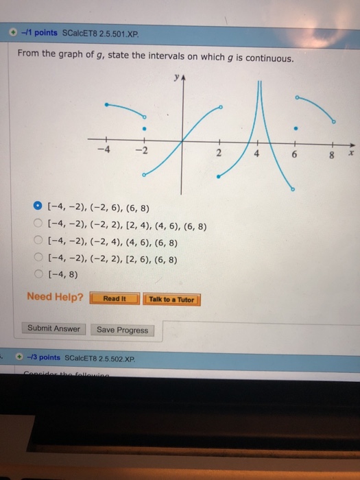 Solved 0-1 points SCalcET8 2.5.501 .ХР From the graph of g, | Chegg.com
