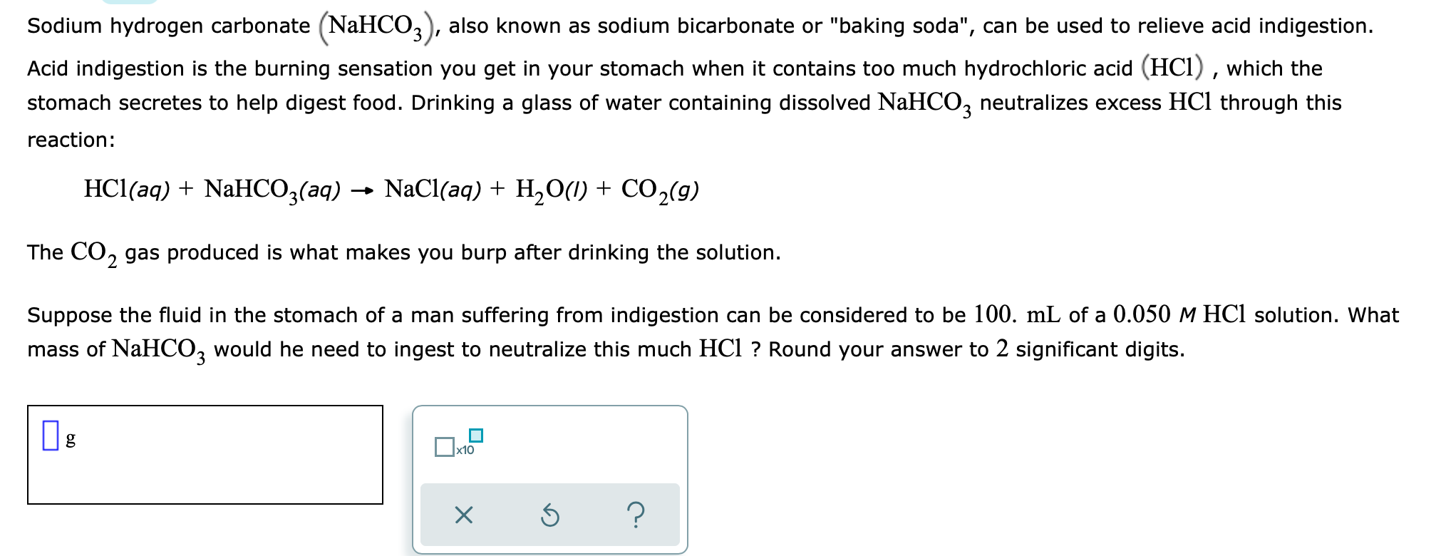 Solved Sodium hydrogen carbonate (NaHCO3), also known as | Chegg.com