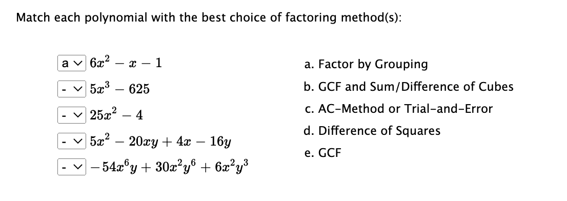 Solved Match Each Polynomial With The Best Choice Of