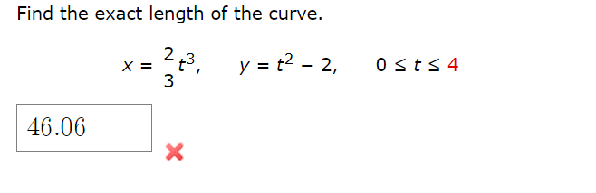 Solved Find the exact length of the curve. | Chegg.com