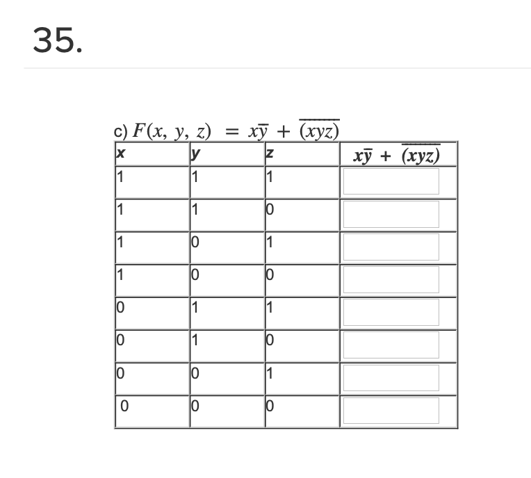 Solved 35 F x Y Z Xy xyz Y Xy xyz Show Tran