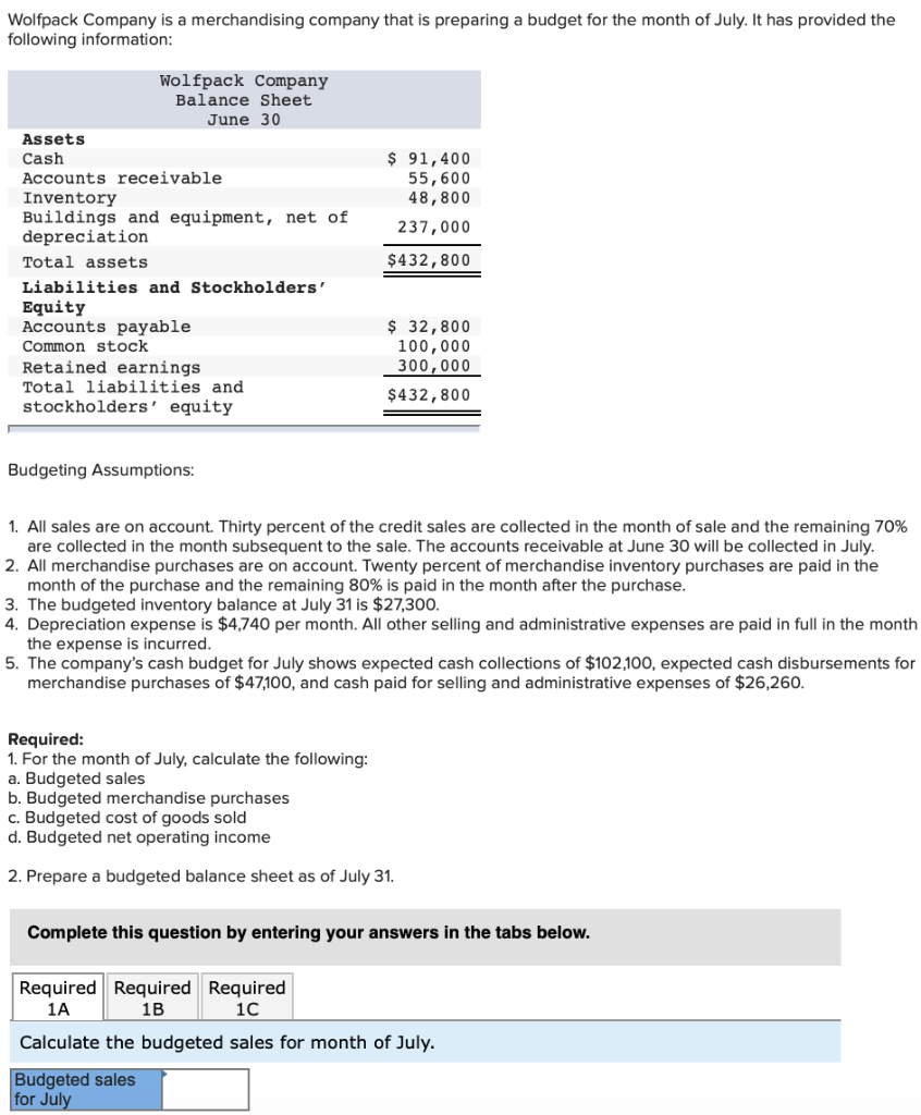 Solved Wolfpack Company is a merchandising company that is | Chegg.com