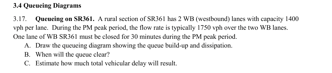 Solved 3.4 ﻿Queueing Diagrams3.17. ﻿Queueing on SR361. ﻿A | Chegg.com