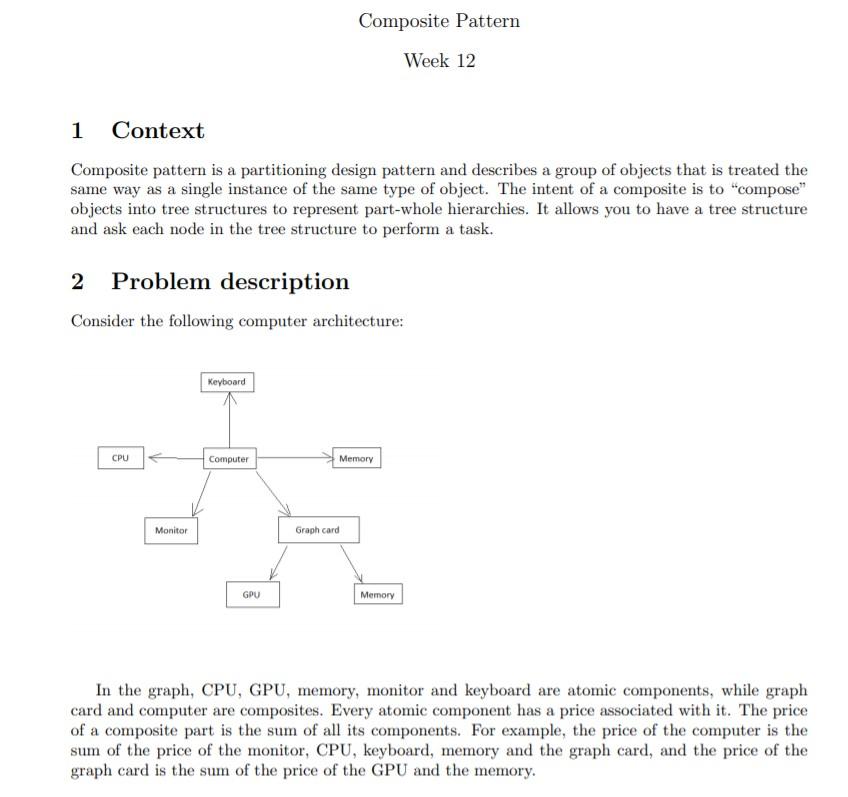 Solved Composite Pattern Week 12 1 Context Composite pattern | Chegg.com