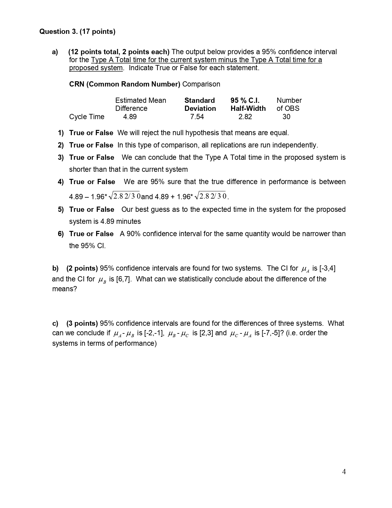 Solved Question 3. (17 ﻿points)a95% ﻿confidence intervalfor | Chegg.com