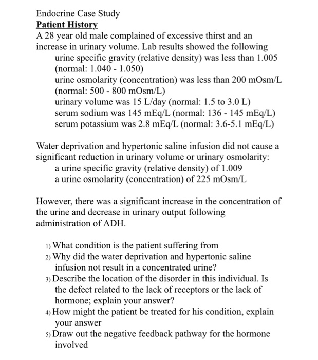 Solved Endocrine Case Study A 28 year old male complained of | Chegg.com