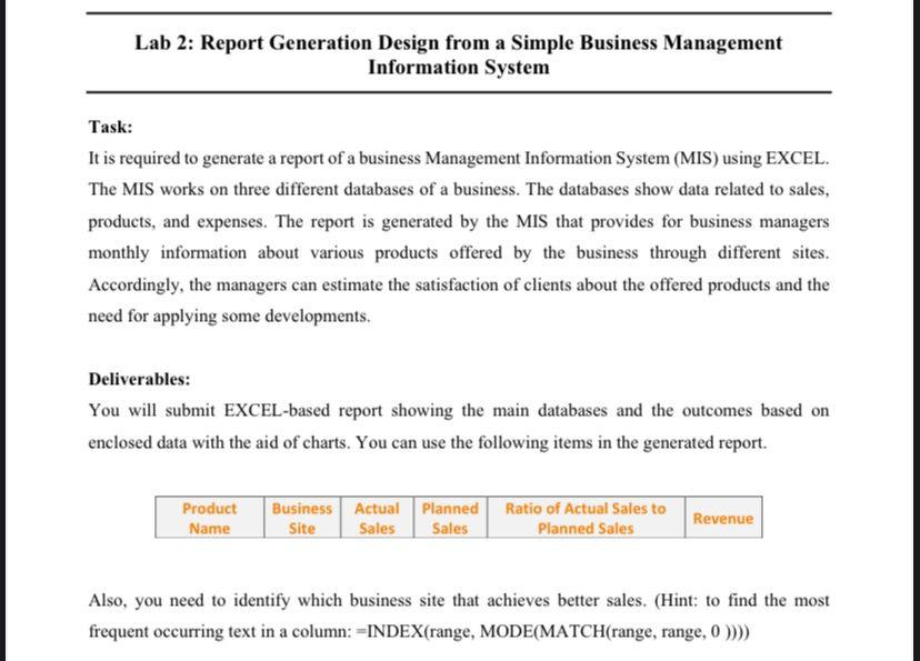 Lab 2: Report Generation Design from a Simple | Chegg.com