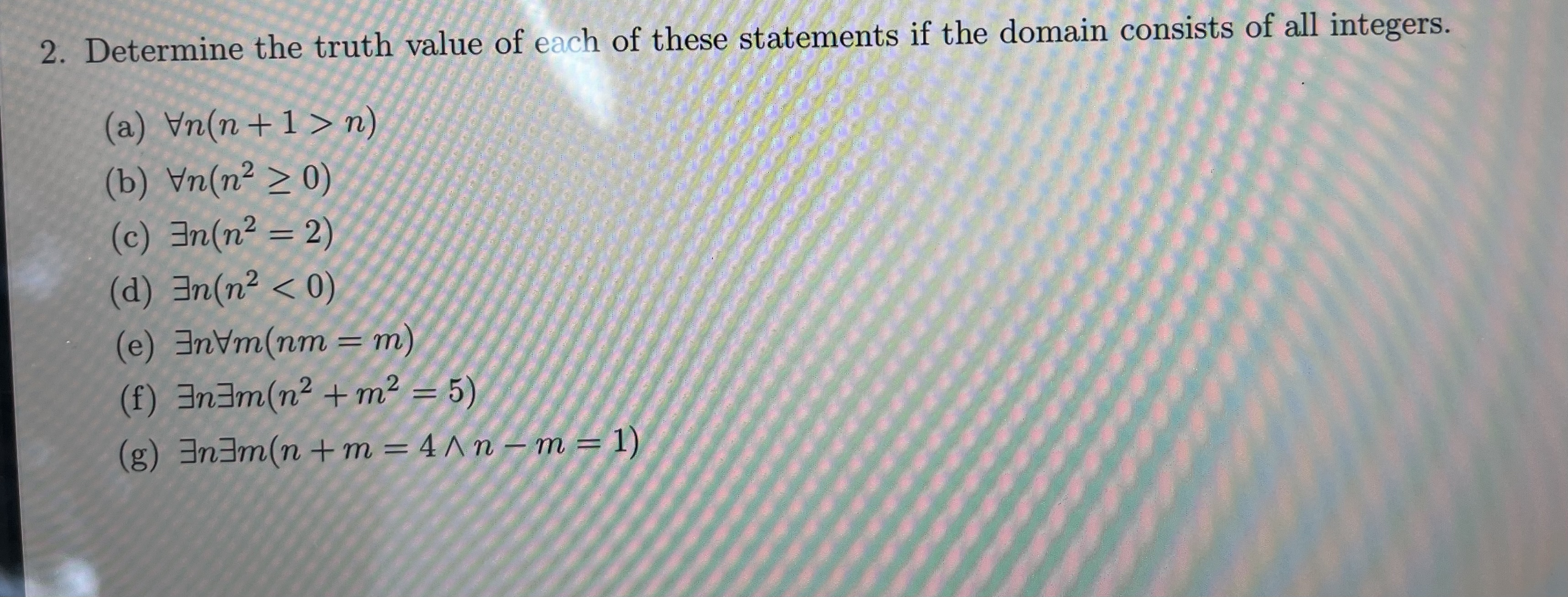 Solved 2. Determine the truth value of each of these | Chegg.com