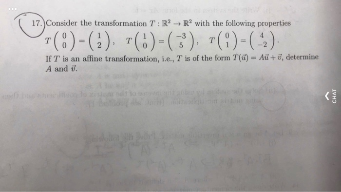 Solved 17)Consider the transformation T : R2 → R2 with the | Chegg.com