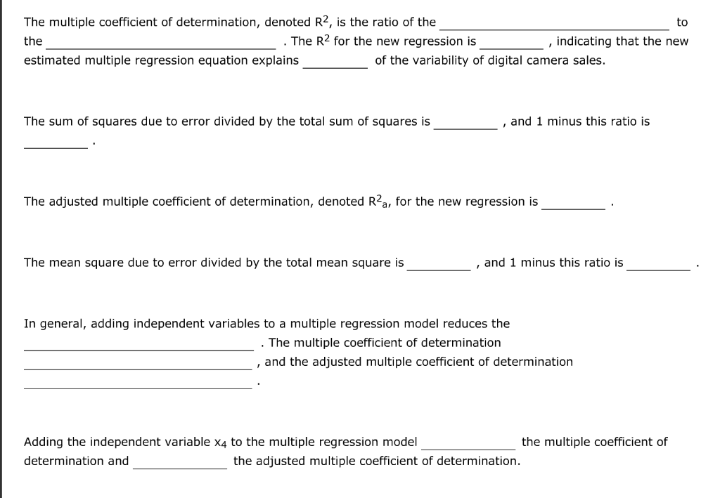 Solved The multiple coefficient of determination, | Chegg.com