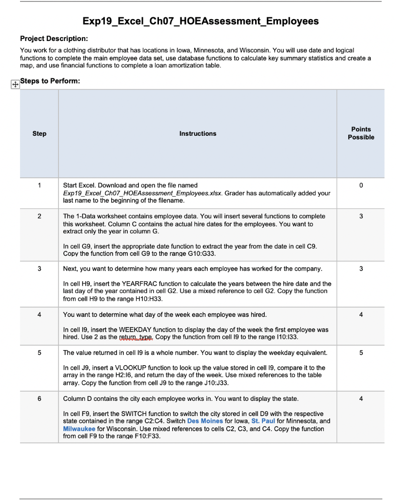 Solved Exp19_Excel_Ch07_HOEAssessment_Employees Project | Chegg.com