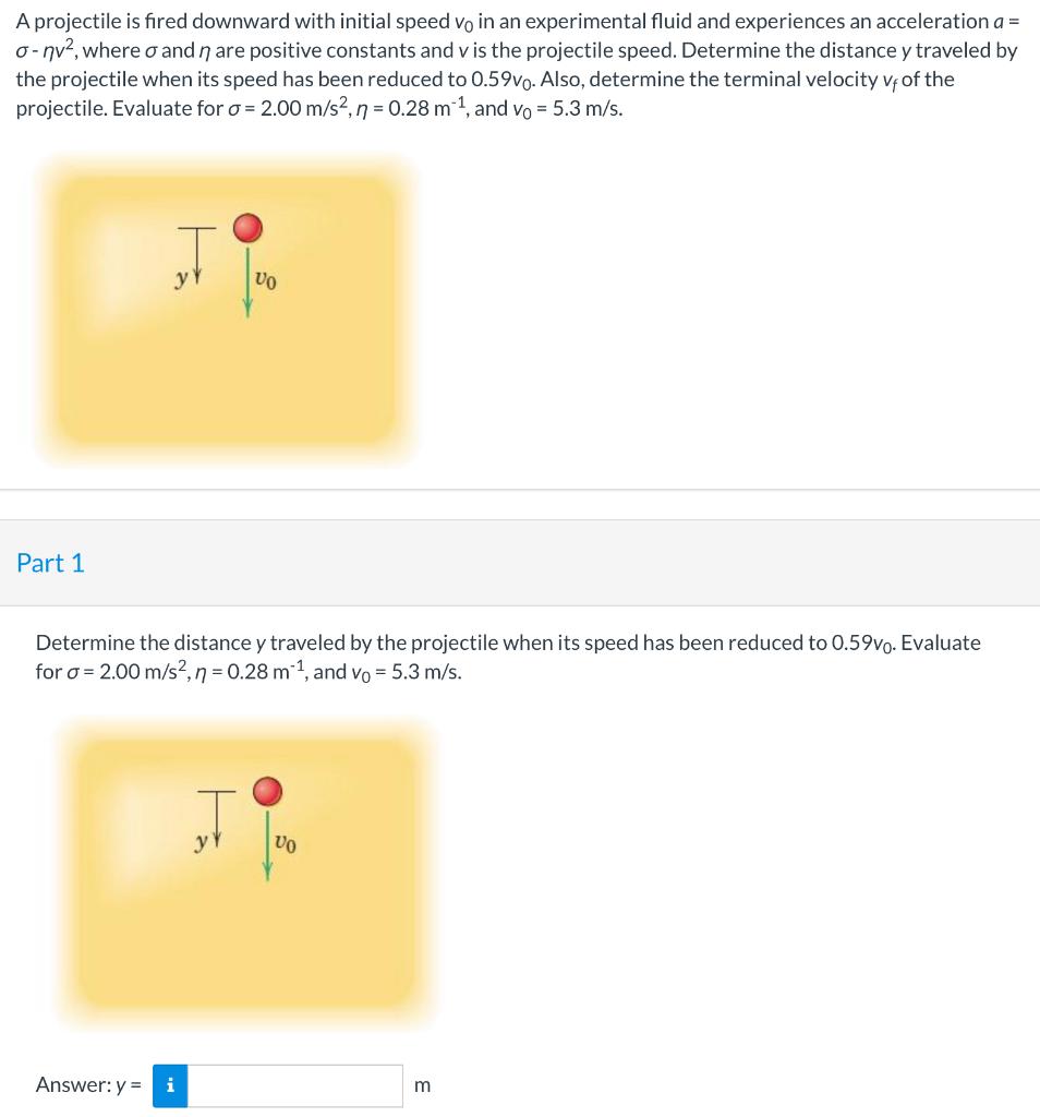 Solved A projectile is fired downward with initial speed vo | Chegg.com