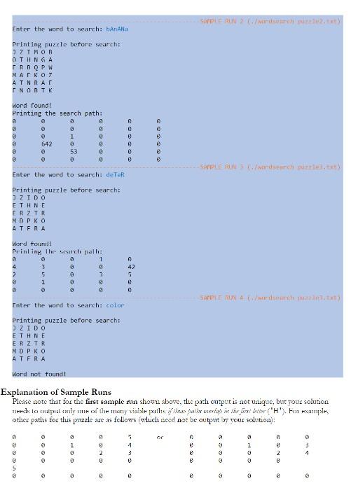 Solved Description of wordsearch. c The main program | Chegg.com