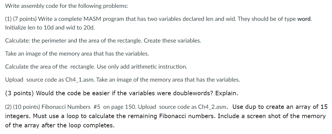 Solved Upload source code as Ch4_1.asm. Take an image of the | Chegg.com