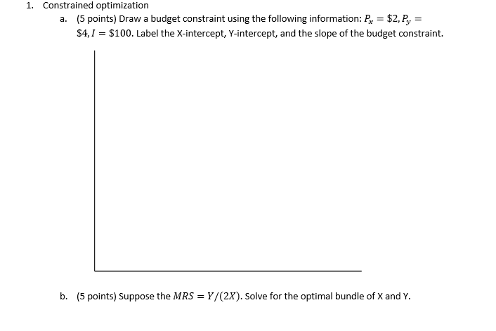 Solved 1. Constrained optimization a. (5 points) Draw a | Chegg.com