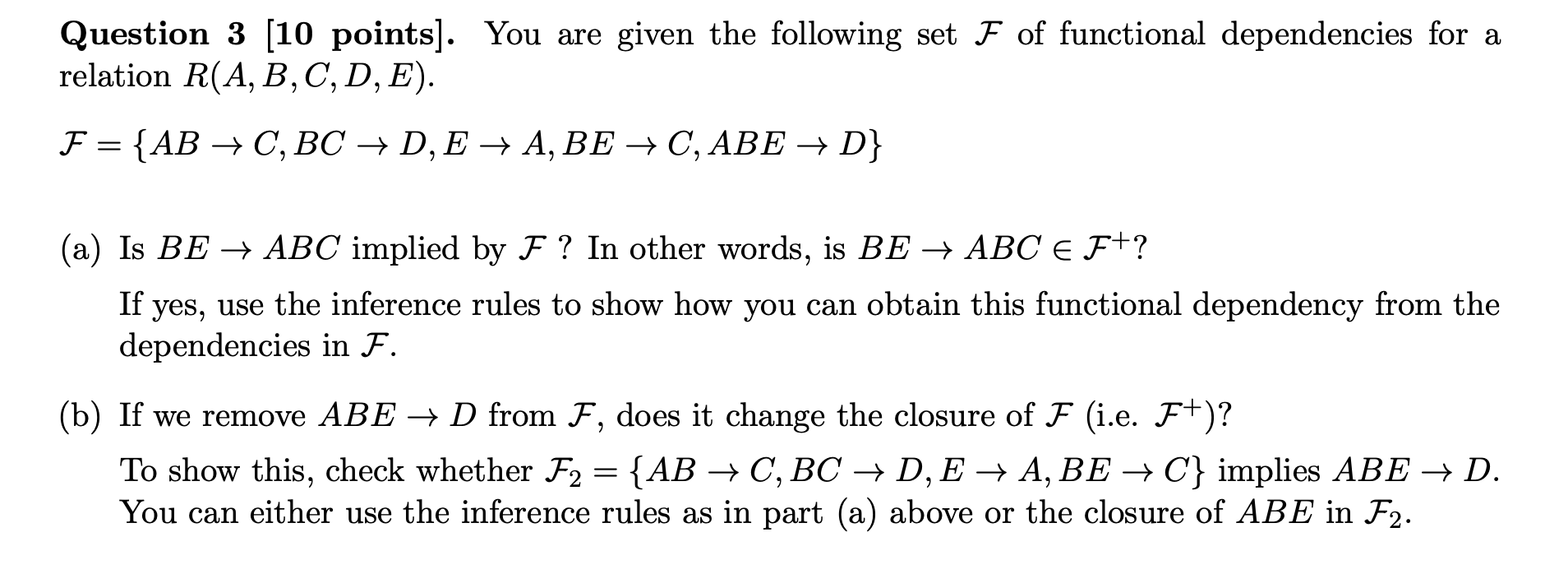 Solved Question 3 [10 points]. You are given the following | Chegg.com