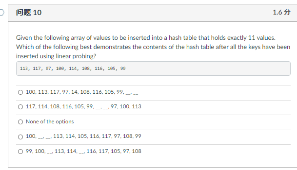 Solved 问题1 1.6 A hash function f defined as h(x) = x%7, with | Chegg.com
