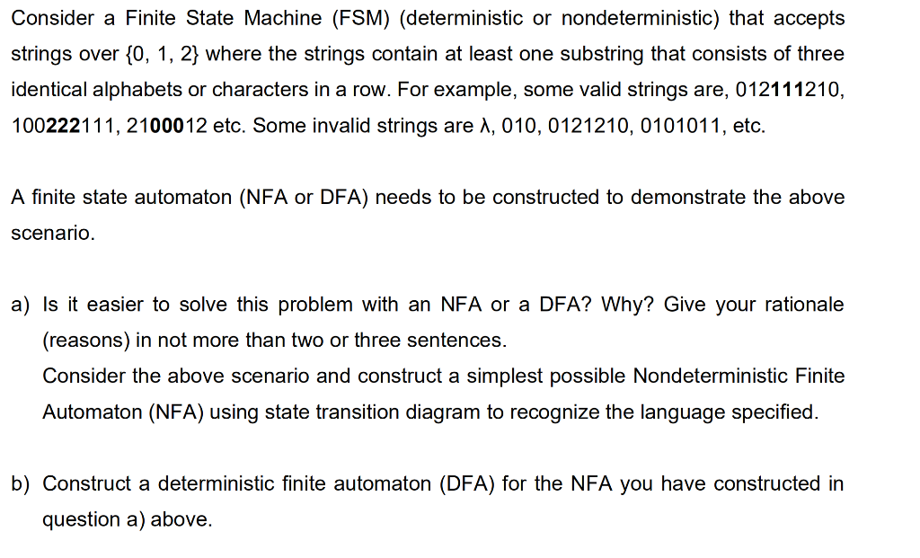 Solved Consider A Finite State Machine Fsm Deterministic 