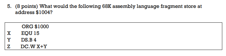 Solved 5. (8 points) What would the following 68K assembly | Chegg.com