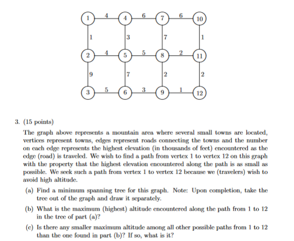 Solved 3. (15 points) The graph above represents a mountain | Chegg.com