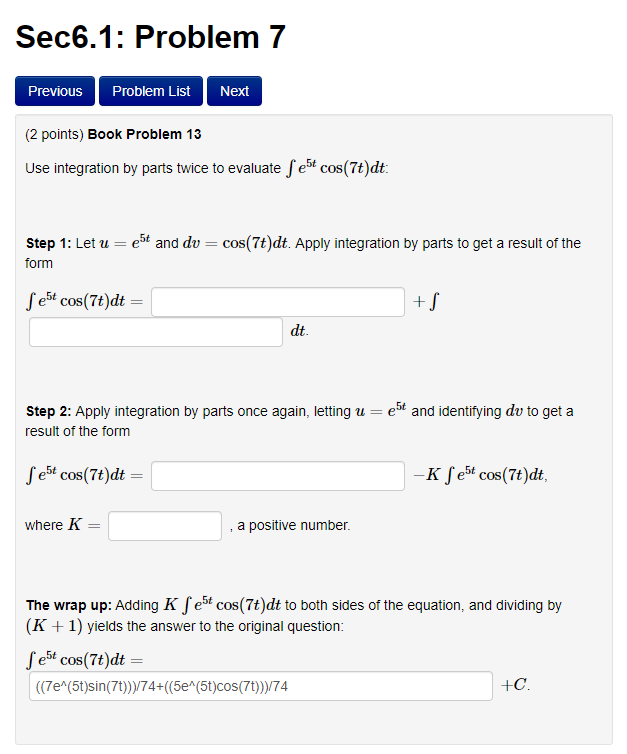 Solved Sec6.1: Problem 7 Previous Problem List Next (2 | Chegg.com