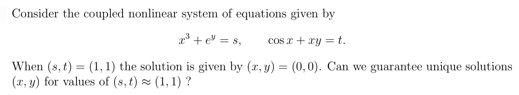 Solved Consider the coupled nonlinear system of equations | Chegg.com