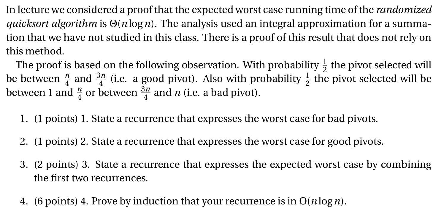 Solved In lecture we considered a proof that the expected | Chegg.com