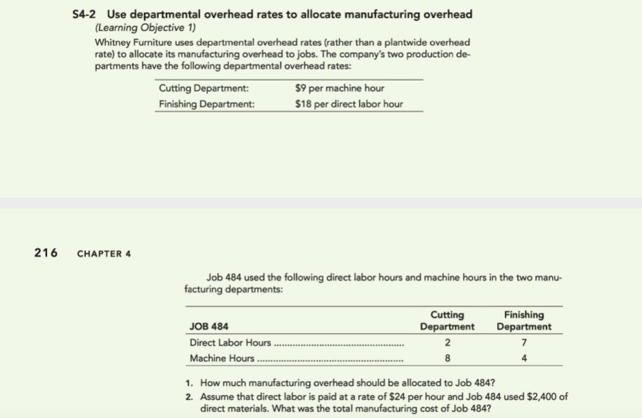 Solved S4-2 Use departmental overhead rates to allocate | Chegg.com