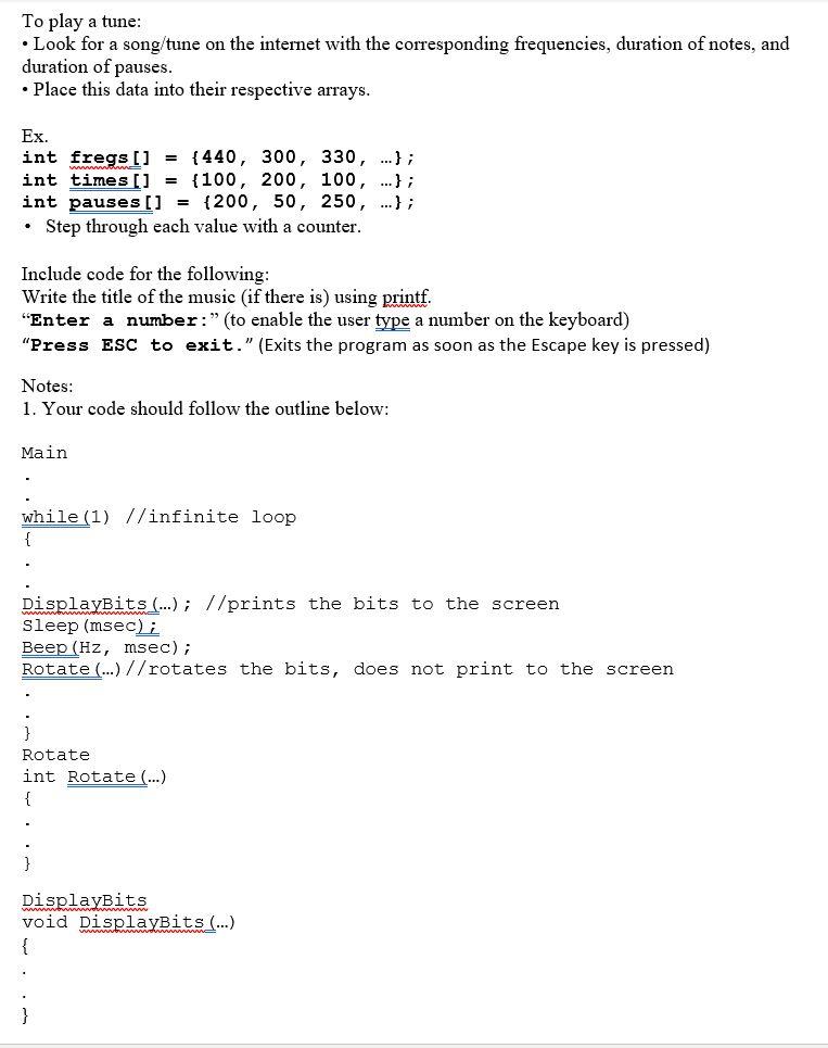 I am trying to set up a c-program code that will play | Chegg.com