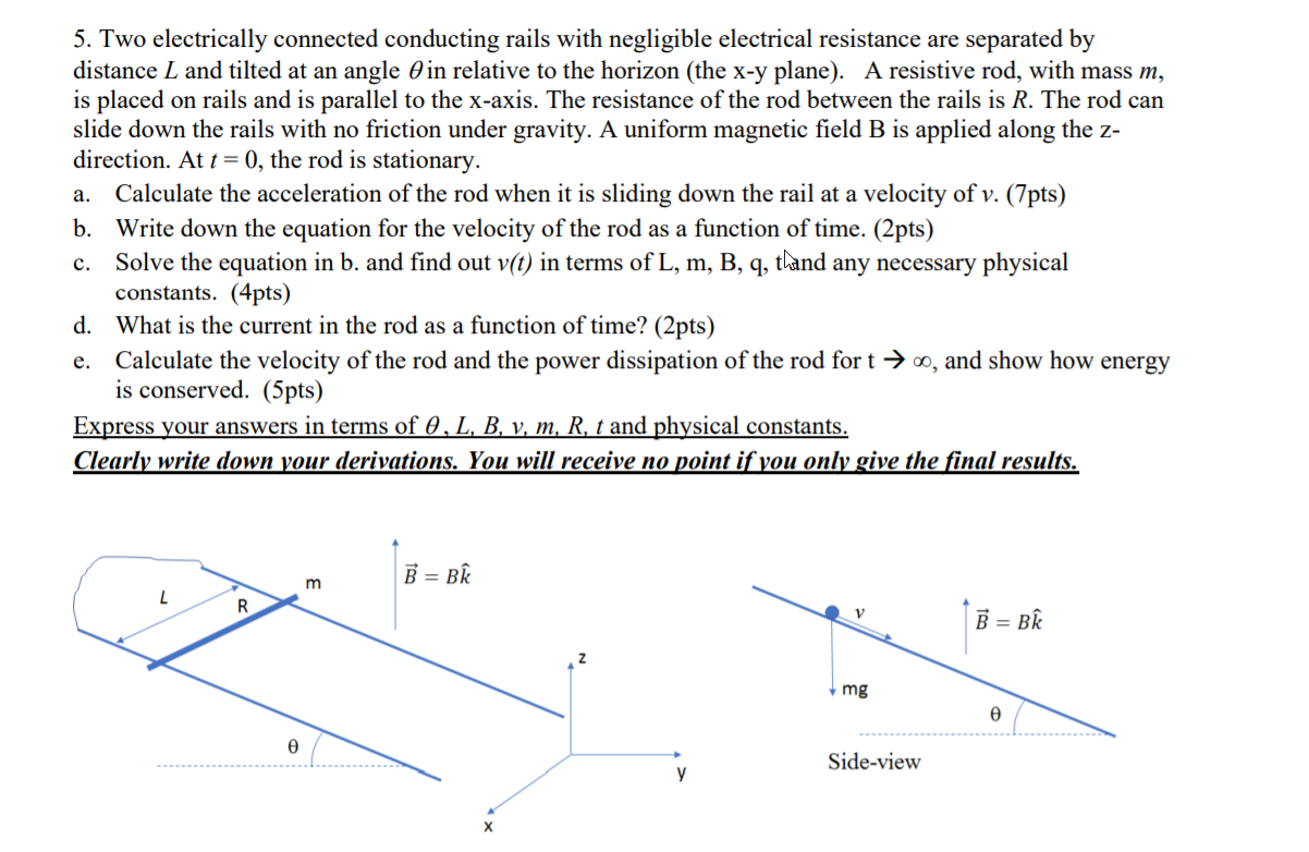 Solved 5. Two electrically connected conducting rails with | Chegg.com