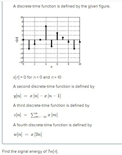 Solved A discrete-time function is defined by the given | Chegg.com