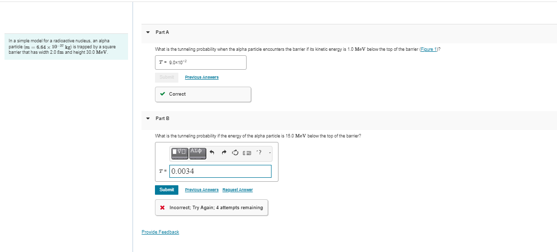 Solved In a simple model for a radioactive nucleus, an alpha | Chegg.com