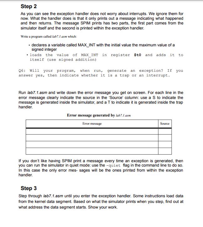 Solved Step 2 As you can see the exception handler does not | Chegg.com