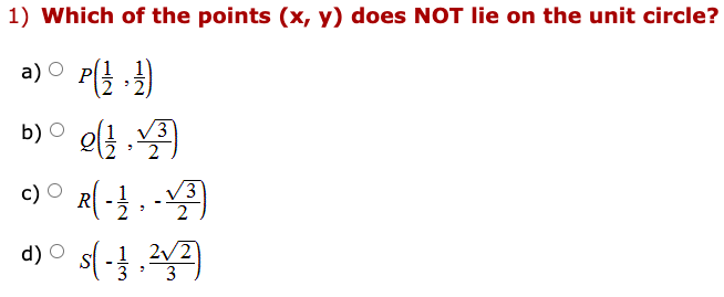 Solved 1) Which of the points (x, y) does NOT lie on the | Chegg.com