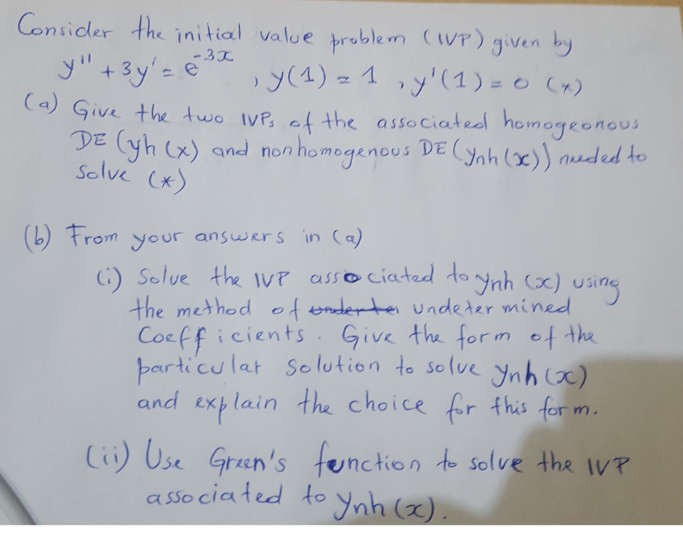 Solved Consider the initial value problem (IVP) given by + y | Chegg.com