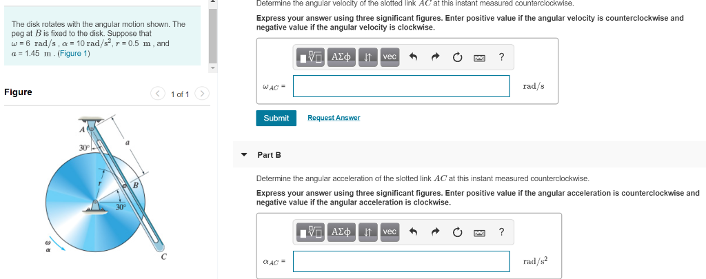 Solved Determine the angular velocity of the slotted link AC | Chegg.com