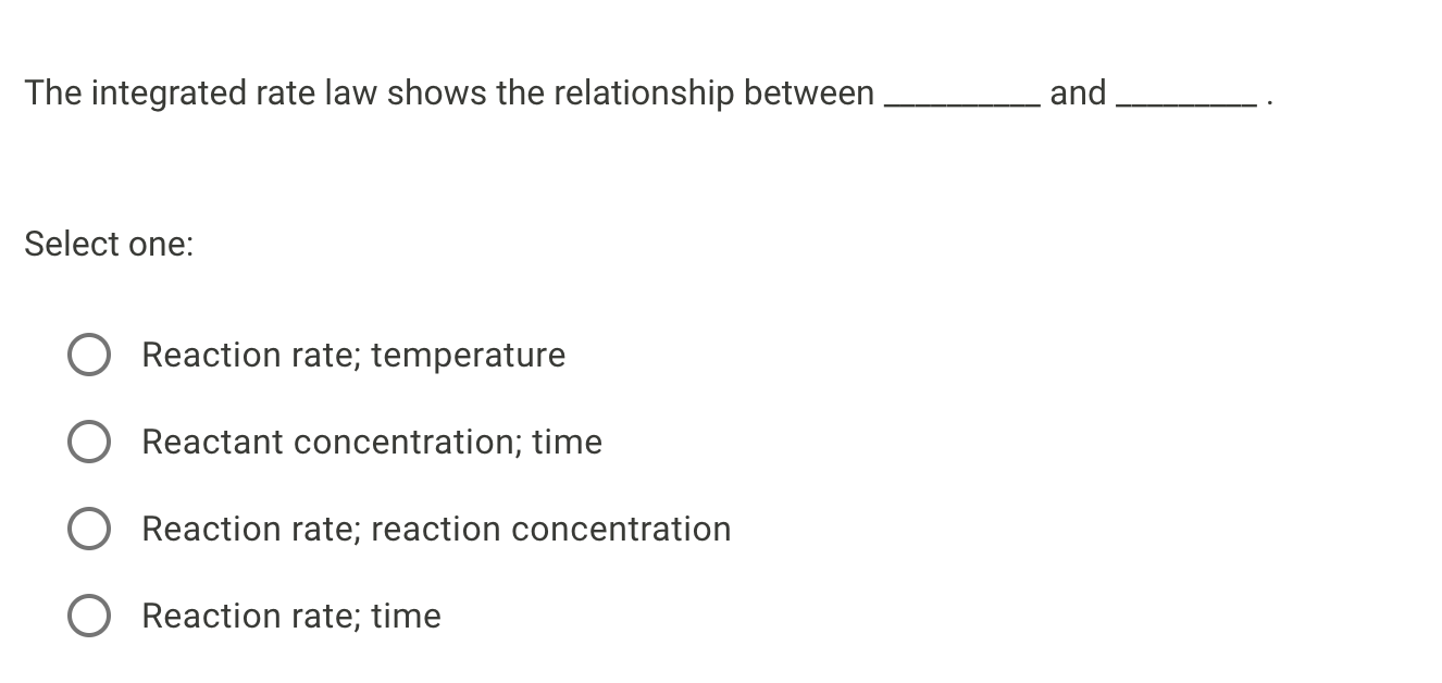 Solved The integrated rate law shows the relationship | Chegg.com
