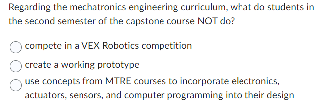 Solved Regarding the mechatronics engineering curriculum, | Chegg.com