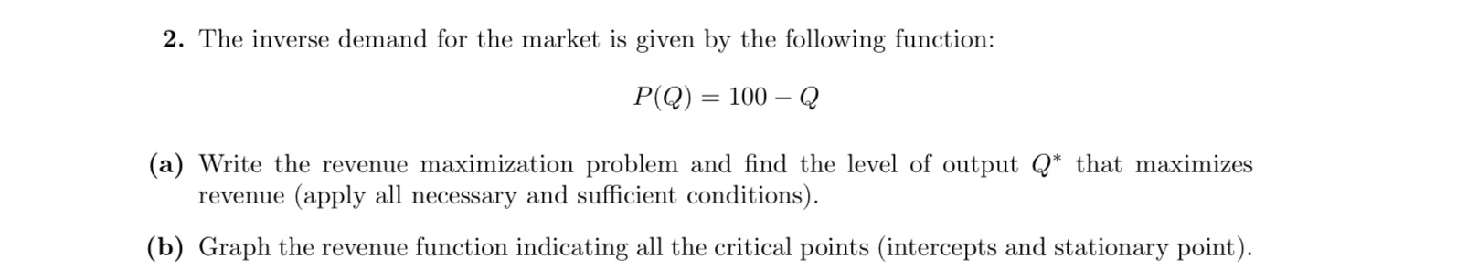 Solved 2. The inverse demand for the market is given by the | Chegg.com