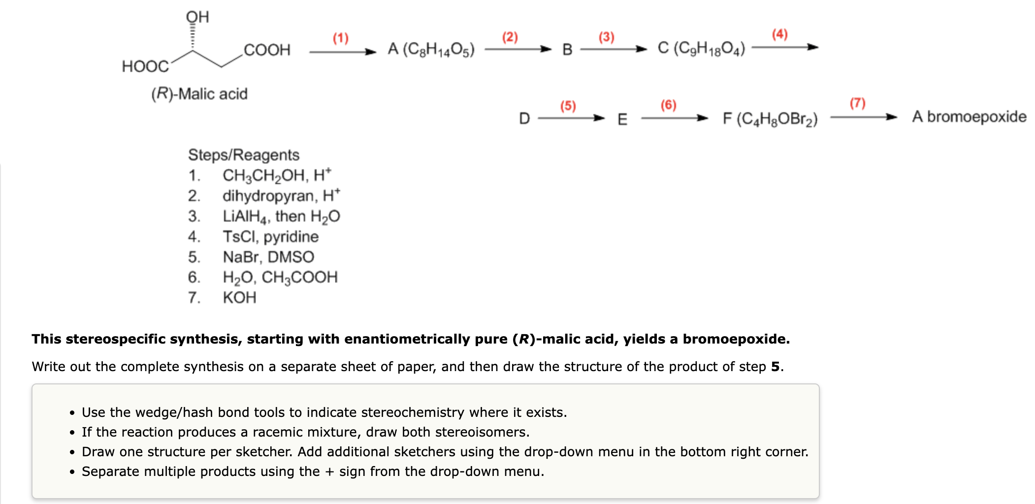 Solved (R)-Malic acid Steps/Reagents 1. CH3CH2OH,H+ 2. | Chegg.com