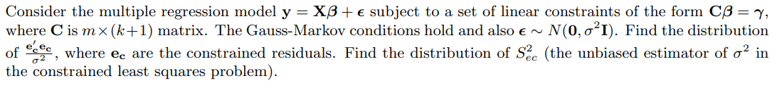 Solved Consider the multiple regression model y=Xβ+ϵ subject | Chegg.com