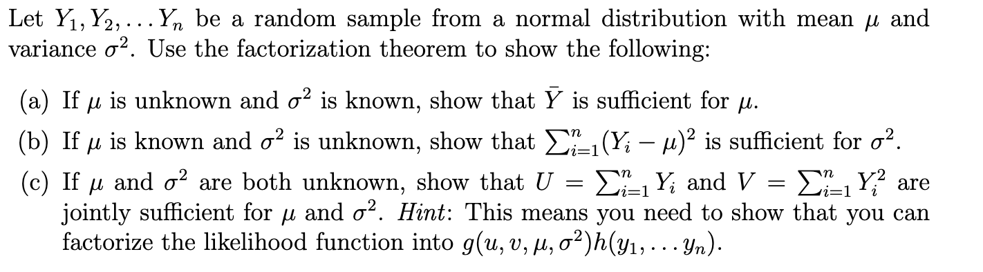 Solved Let Y1,Y2,…Yn be a random sample from a normal | Chegg.com