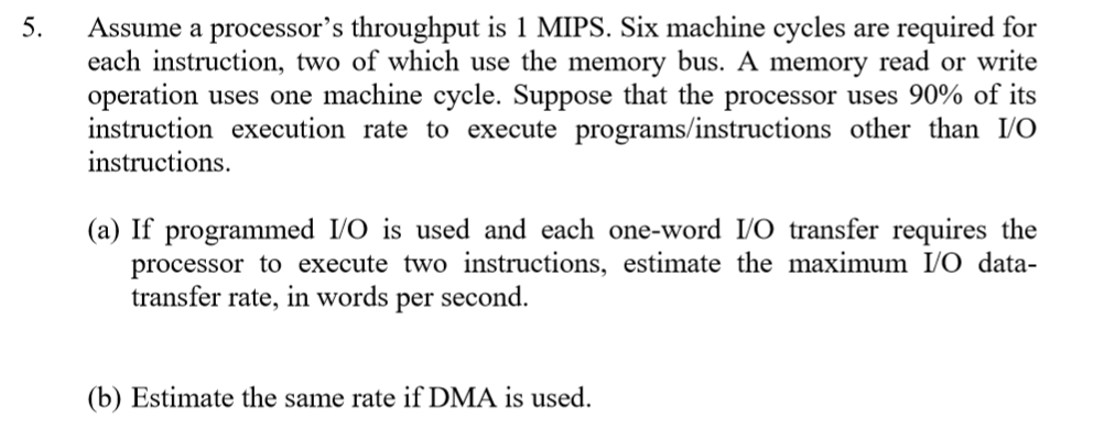 Solved Assume a processor's throughput is 1 MIPS. Six | Chegg.com