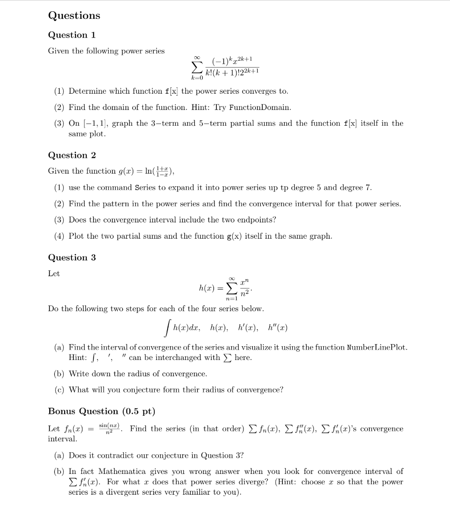 Math242 Lab 9: Power Series Lab Instructions Complete | Chegg.com